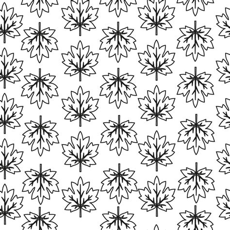 Maple Leaves Outline Seamless Pattern Autumn Foliage Doodle Coloring