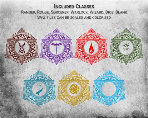 Dnd Class Emblems Svg Png Every Class Icon Incl Artificer Etsy