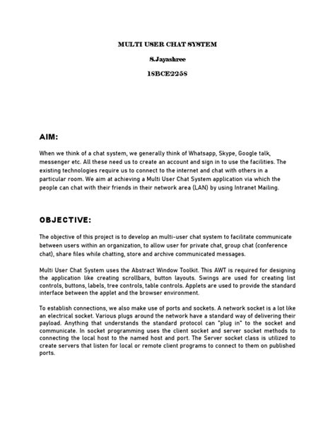 Multi User Chat System Pdf Pdf Agile Software Development Network Socket