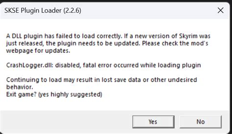 Trouble With Skyrim Version Dll Failed To Loadtrampolineh187 Failed To Handle Allocation