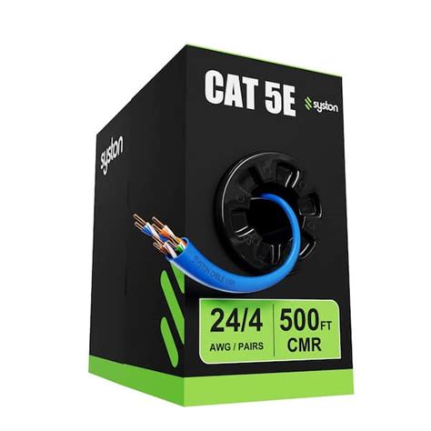 Syston Cable Technology 500 Ft Blue Cmr Cat5e 350 Mhz 24 Awg Solid