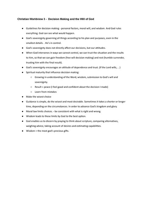 Christian Worldview 3 Decision Making And The Will Of God And God Rules Everything God Can