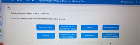Solved Identifying The Writing Process Mastery Test Submit Test 4