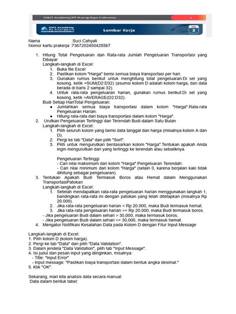 Tpm 1 Menggunakan Formula Sederhana Excel [suci Cahyati] Pdf