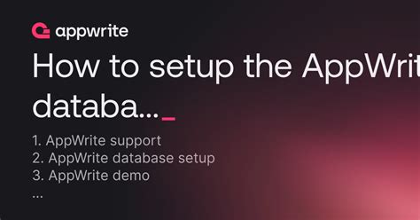 How To Setup The Appwrite Database For This Open Source Demo Threads