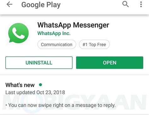 whatsapp users on android can now swipe on a message to reply to it quickly
