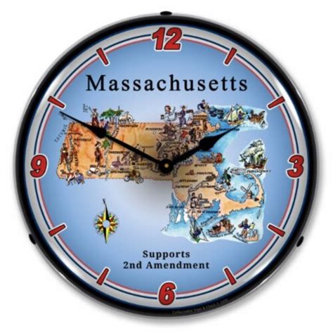 N20031044 Massachusetts Supports The 2nd Amendment Clock Made In Usa