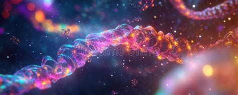 Vibrant Dna Strands In Multicolored Light Floating Through A Dark