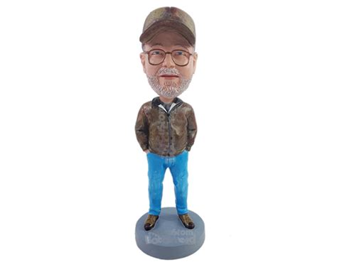 Custom Bobblehead Truck Dude Wearing Nice Leather Jacket And Cool Stel