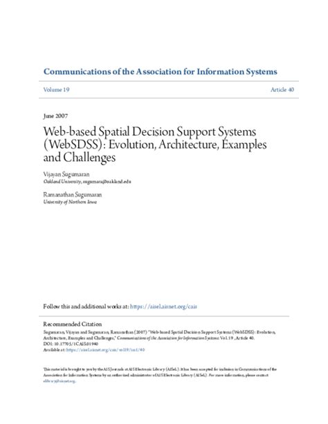 pdf web based spatial decision support systems websdss evolution