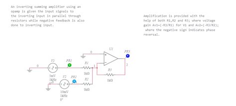 Inverting Summing Amplifier Multisim Live