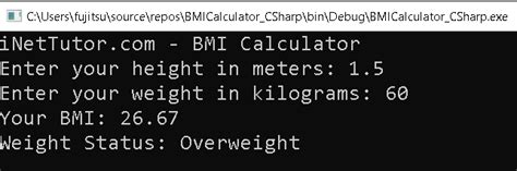 BMI Calculator In C INetTutor