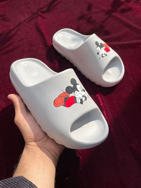 Adidas Yeezy Micky Mouse Slides Silver Bootify Trends