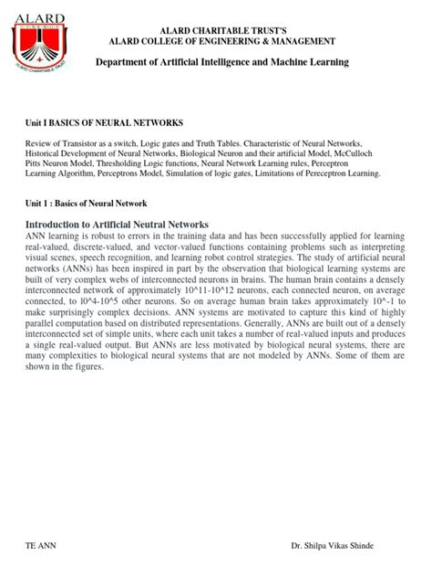 unit 1 notes pdf artificial neural network machine learning