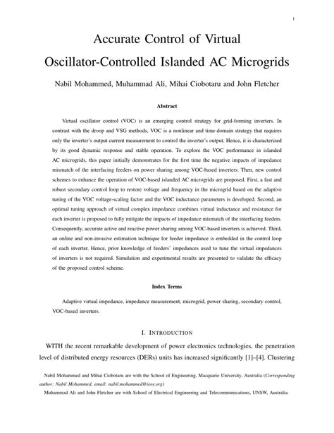 Pdf Accurate Control Of Virtual Oscillator Controlled Islanded Ac