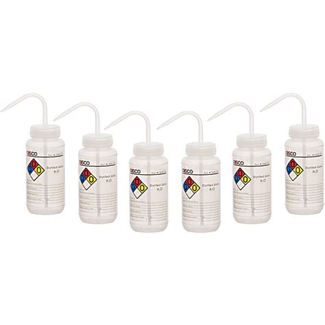 dH2O Wash Bottle, 4 Color, 500mL, PK6