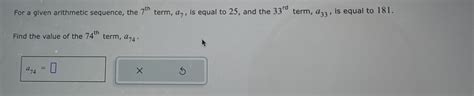 Solved For A Given Arithmetic Sequence The 7th ﻿term A7