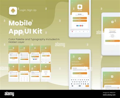 Wireframe Ui Ux And Gui Layout With Different Login Screens Including