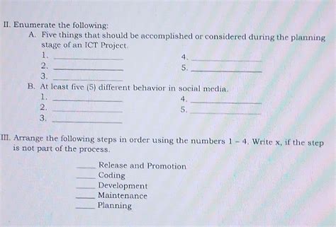Ii Enumerate The Following A Five Things That Studyx Ii Enumerate The Following A Five Things That Studyx