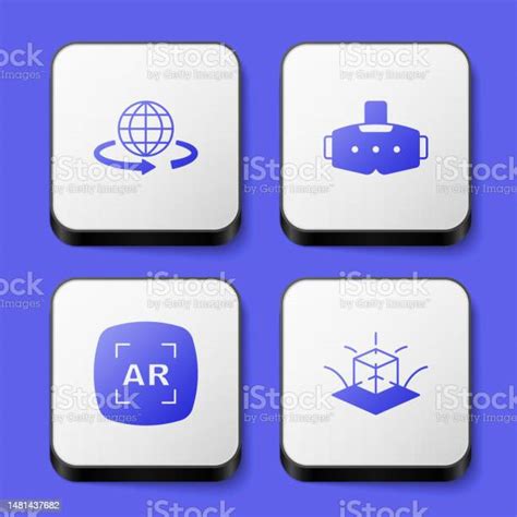 3d 모델링 가상 현실 안경 증강 Ar 및 아이콘을 설정합니다 흰색 사각형 버튼 벡터 3차원 형태에 대한 스톡 벡터 아트 및 기타 이미지 Istock