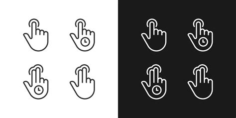 Long Tap Pixel Perfect Linear Icons Set For Dark Light Mode Double