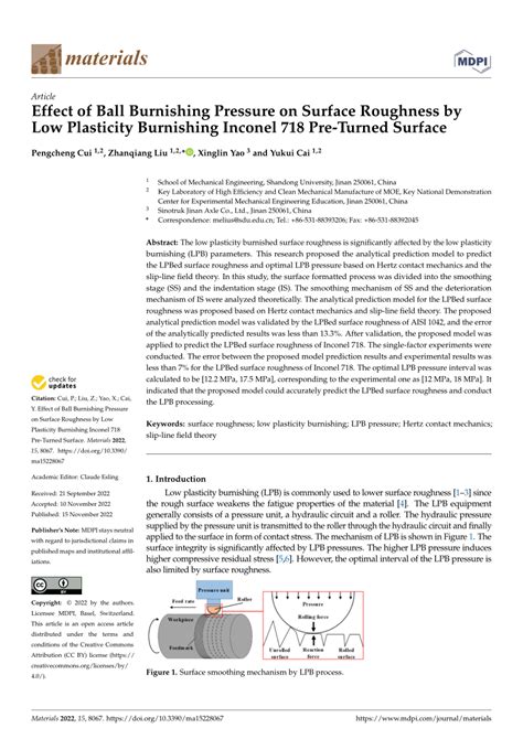 Pdf Effect Of Ball Burnishing Pressure On Surface Roughness By Low Plasticity Burnishing