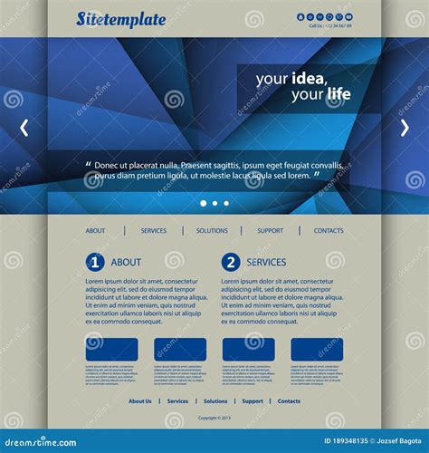 website template with abstract header design stock vector