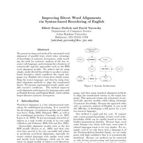 Improving Bitext Word Alignments Via Syntax Based Reordering Of English