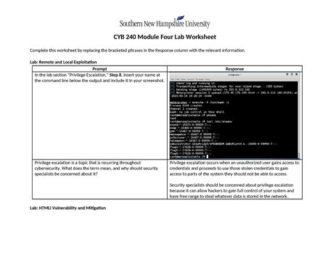 CYB240 Mod Four Lab Worksheet Meg Paylor CYB 240 Module Four Lab Worksheet Complete This