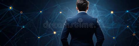 Businessman Contemplating Futuristic Network Connection Ai Big Data Technology Concept Stock