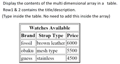 Solved Arr2 Array Array“fossil” “brown Leather” 6000
