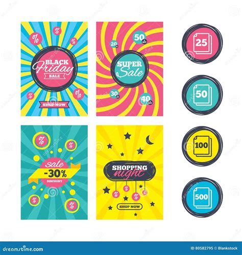 In Pack Sheets Icons Quantity Per Package Stock Vector Illustration Of Promotional Five