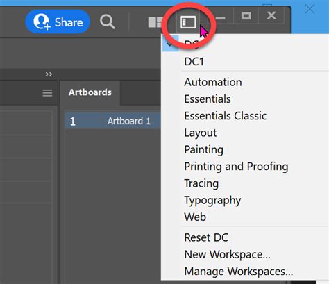 Solved Workspace Name And Dropdown Menu Missing From Top Of Adobe Product Community 13194784