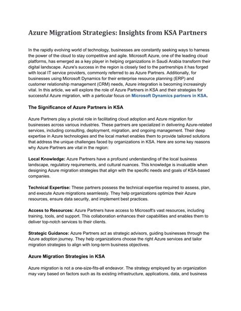 Ppt Azure Migration Strategies Insights From Ksa Partners Powerpoint Presentation Id 12534130