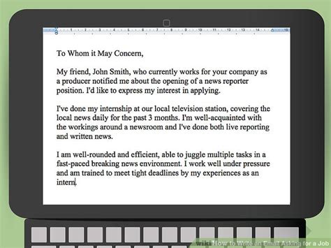 How To Write An Email Asking For A Job With Pictures WikiHow