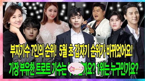 자산 1000억 원 이상을 보유한 트로트 가수 7위 순위표연예계 최고 부자 트로트 가수들의 자산 공개 누가 1위일까