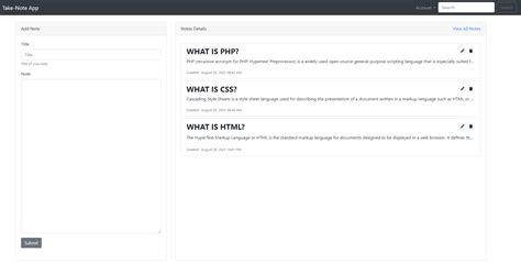 take note app using php with source code sourcecodester