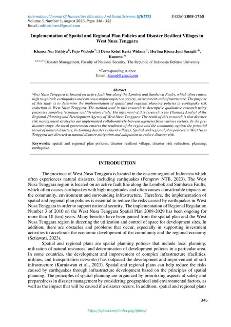 Pdf Implementation Of Spatial And Regional Plan Policies And Disaster