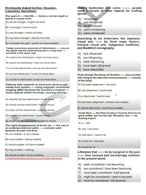 Previously Asked Active Passive Causative Pdf