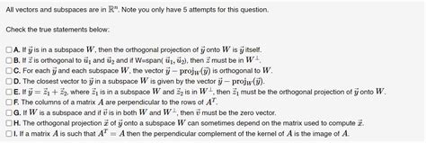 solved all vectors and subspaces are in r” note you only