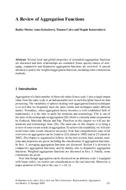 Pdf A Review Of Aggregation Functions