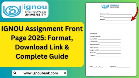 Ignou Assignment Front Page 2025 Format Download Link And Complete Guide