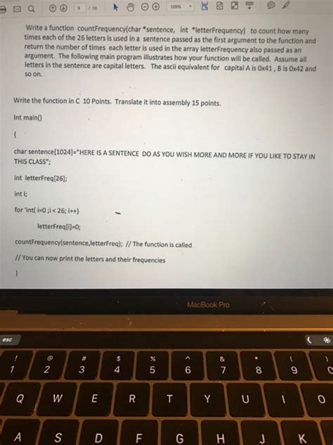 Solved Write A Function Countfrequencychar Sentence Int