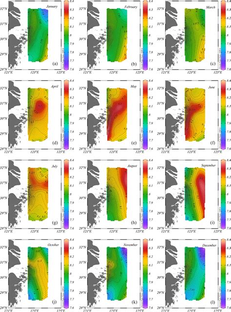 Spatial Distribution Of Monthly Average Surface Ph T Retrieved By The