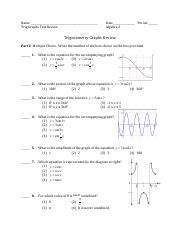 Trigonometry Graphs Test Review And Practice Course Hero