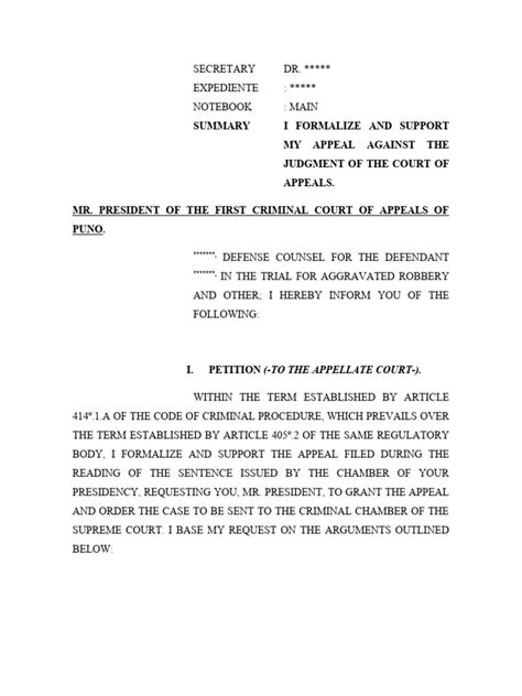 Criminal Appeal Model Pdf