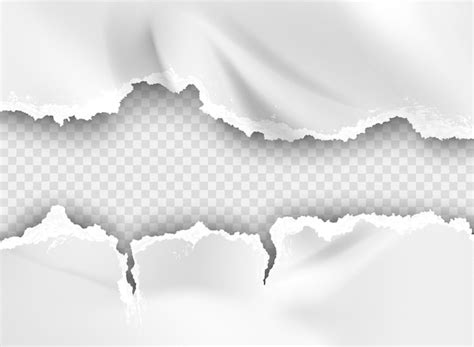 투명 배경에 찢어진 종이로 찢어진 비정형 구멍 프리미엄 벡터