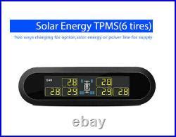 Solar TPMS Wireless Car Tire LCD Pressure Monitor System With 6 Sensors Internal Tire Pressure