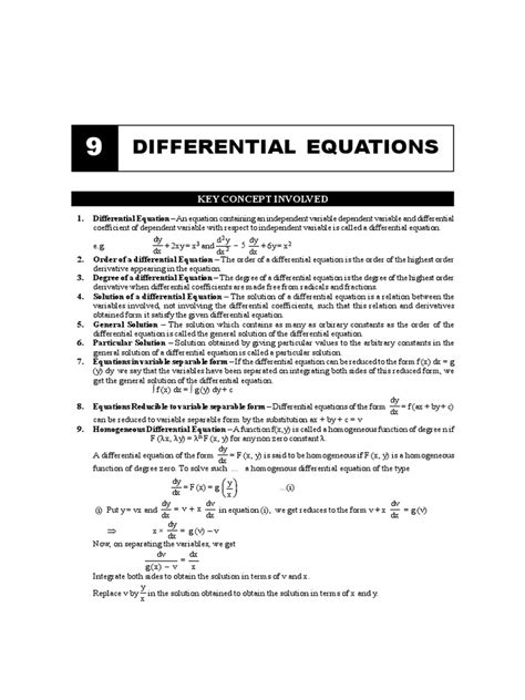 Class 12 Maths Formula Chapter 9 Pdf Equations Variable Mathematics