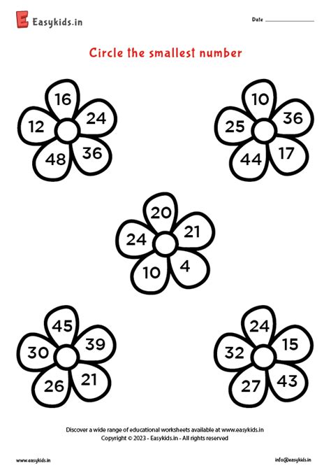 Circle The Smallest Number 1 50